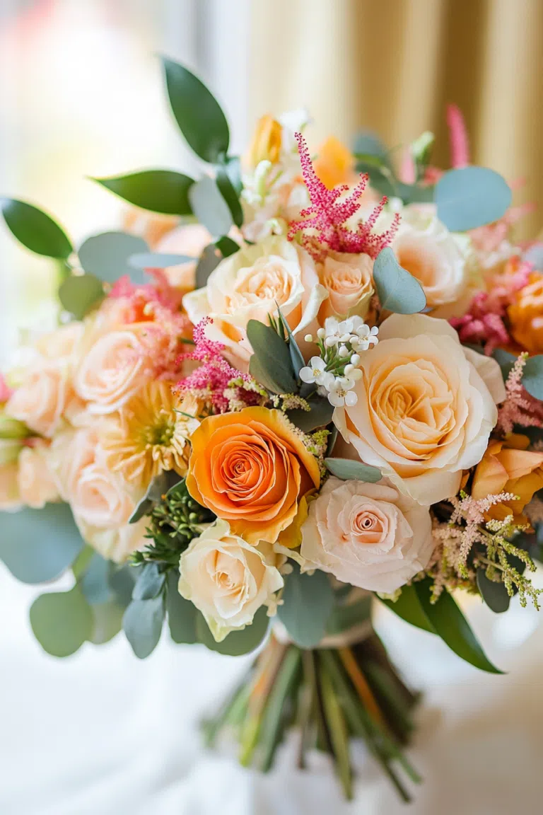 70+ Peach Wedding Bouquet Ideas