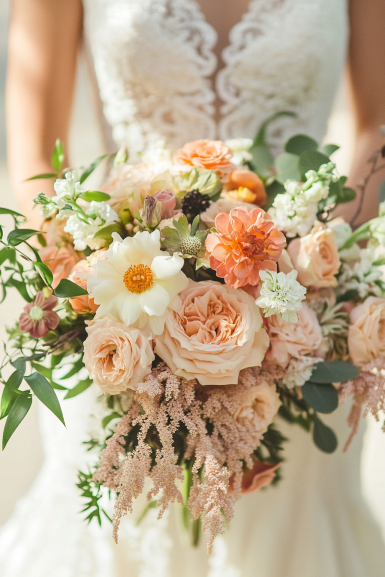70+ Peach Wedding Bouquet Ideas