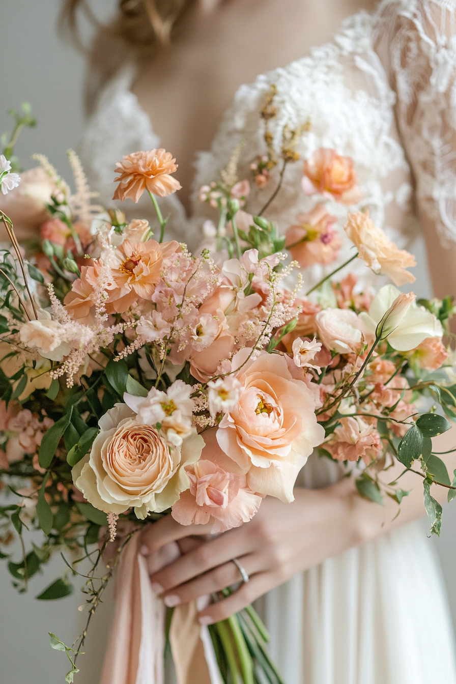 70+ Peach Wedding Bouquet Ideas