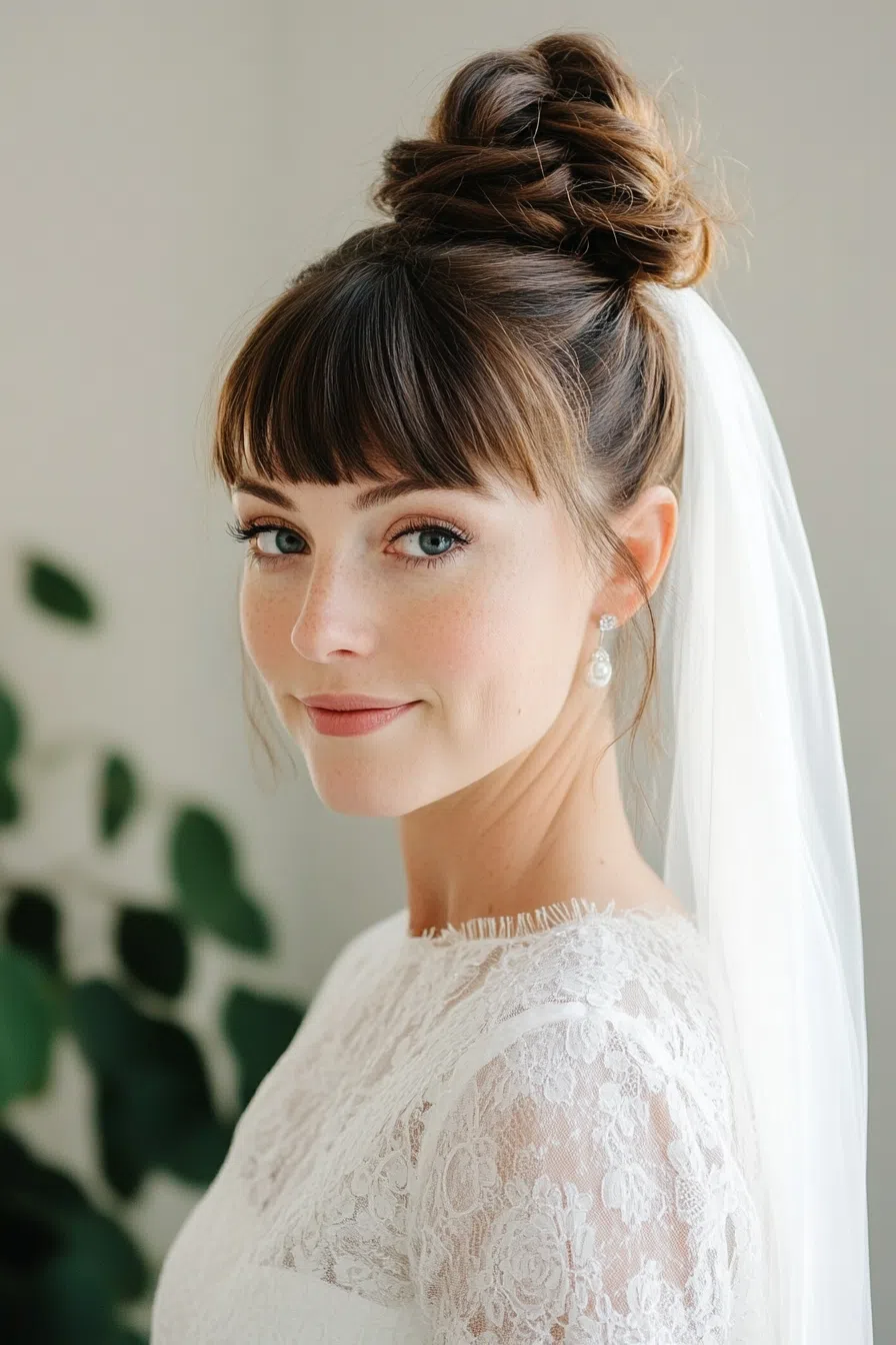 35+ High Bun Bridal Hairstyle Ideas