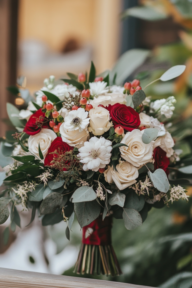 80+ Red and White Wedding Bouquets That Radiate Romance | Matched Hearts