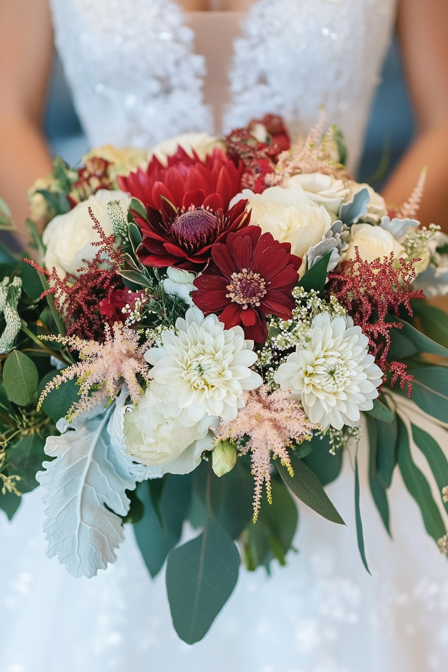 80+ Red and White Wedding Bouquets That Radiate Romance | Matched Hearts