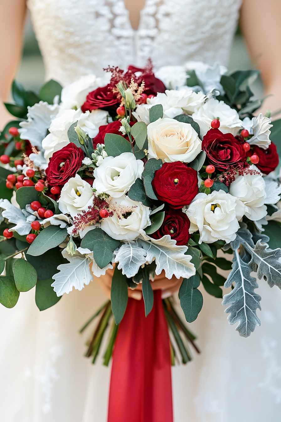 80+ Red and White Wedding Bouquets That Radiate Romance | Matched Hearts