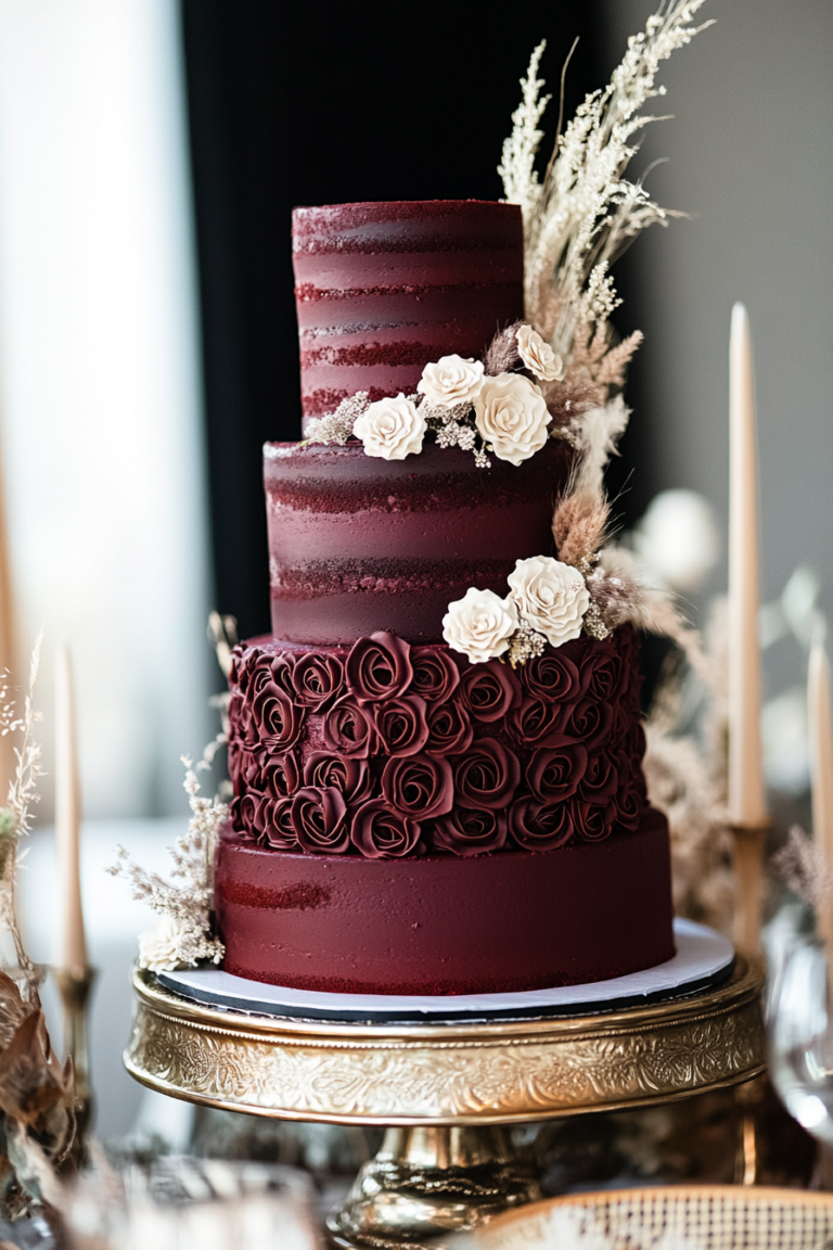 40+ Burgundy Wedding Cakes