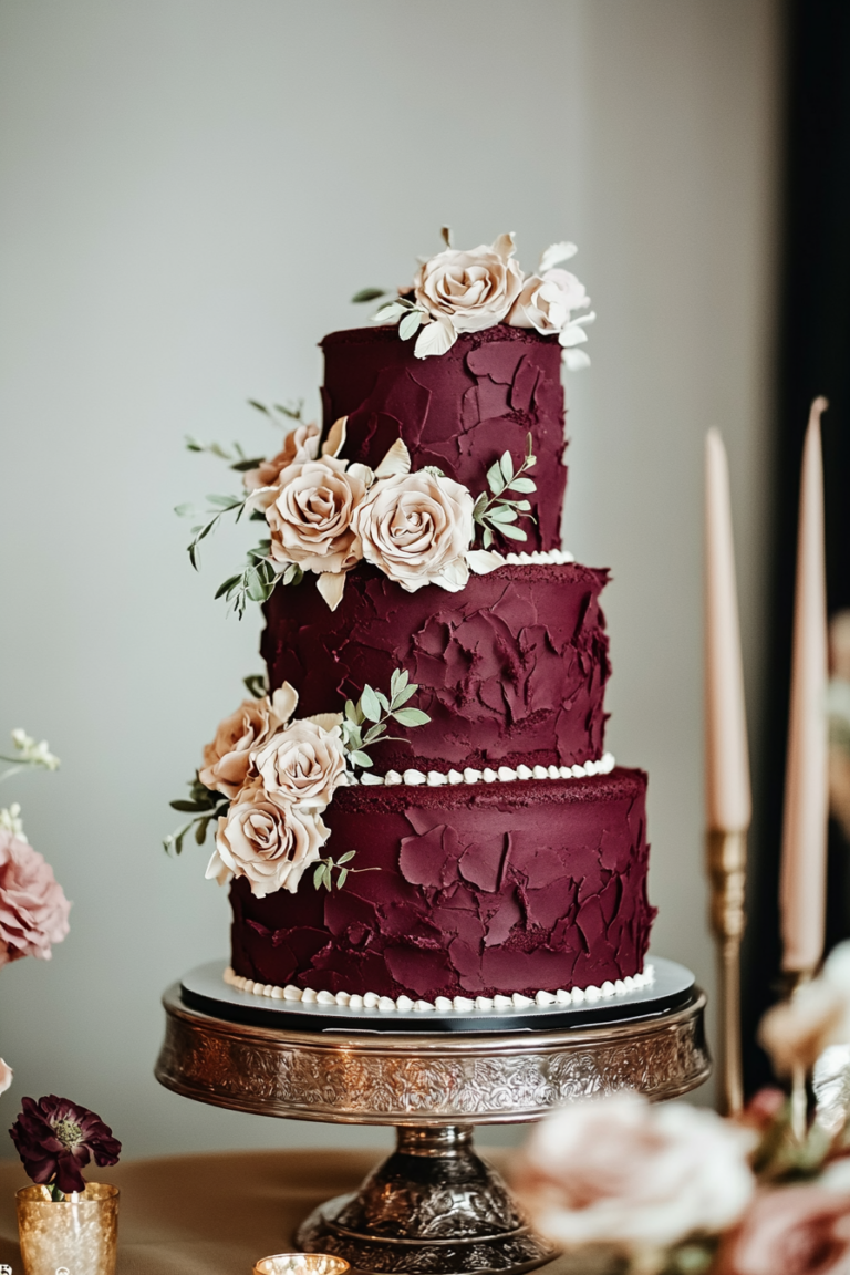 40+ Burgundy Wedding Cakes