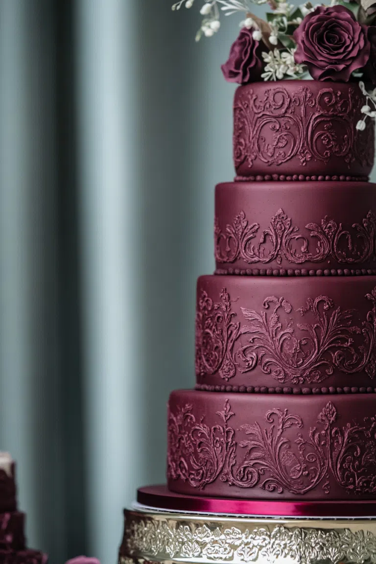 40+ Burgundy Wedding Cakes